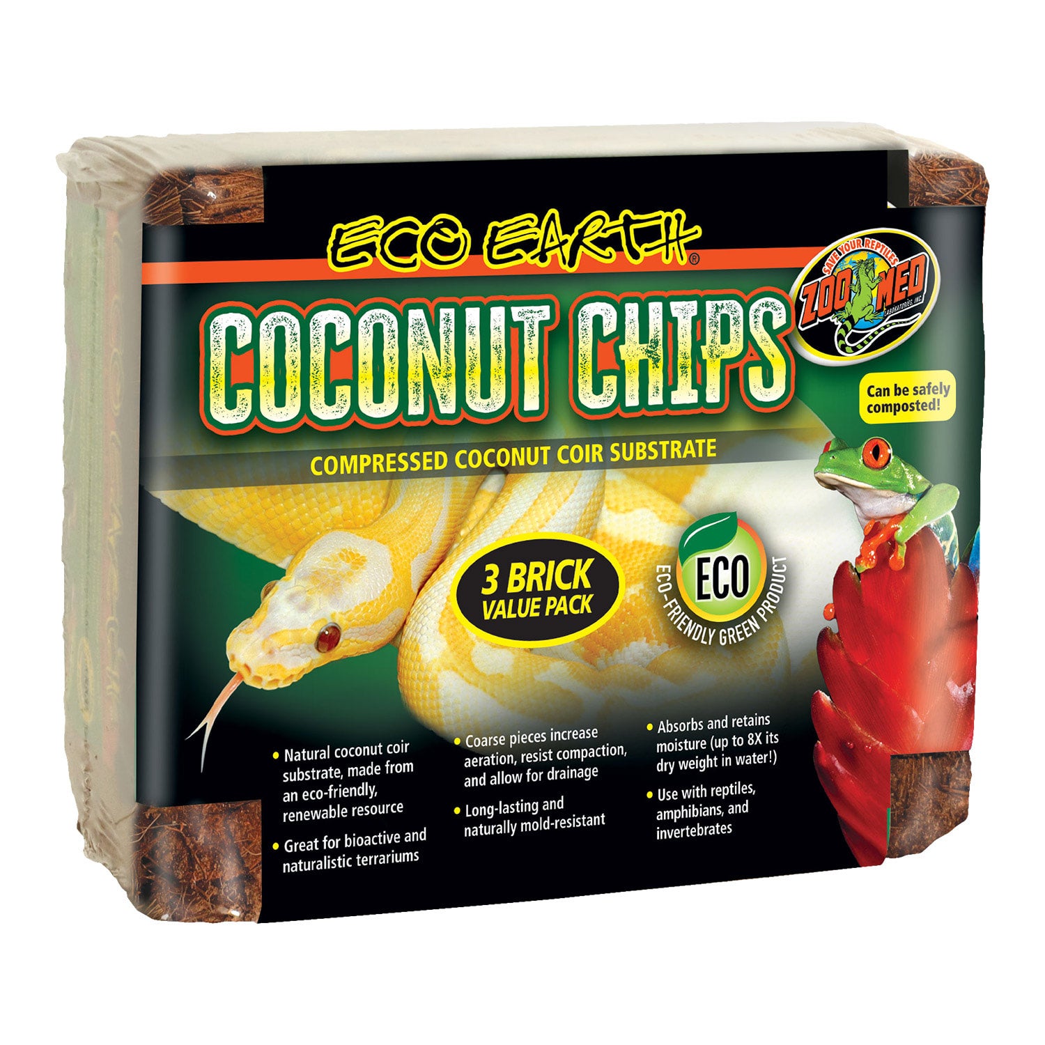Zoo Med Eco Earth Coconut Chips - Bricks | CRAZY FROG LADY L.L.C.